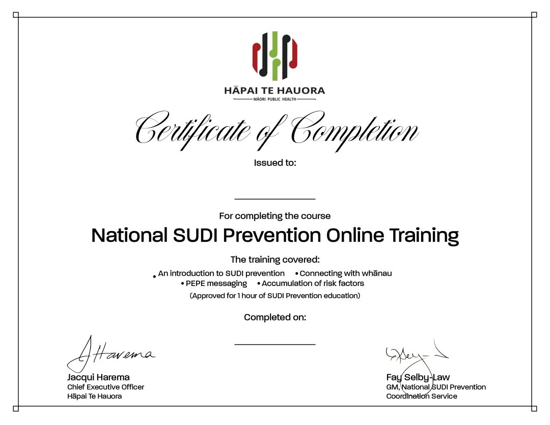 National SUDI Prevention Online Training Certificate of Completion ...